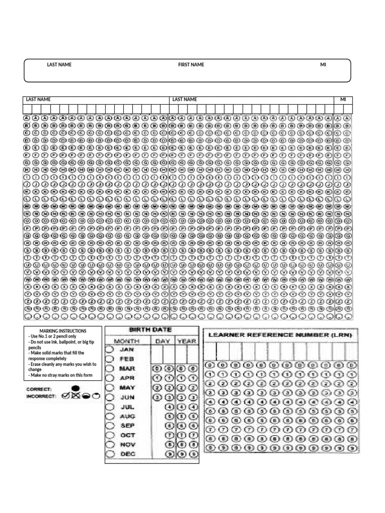 Marking Instructions for Answer Sheets | PDF