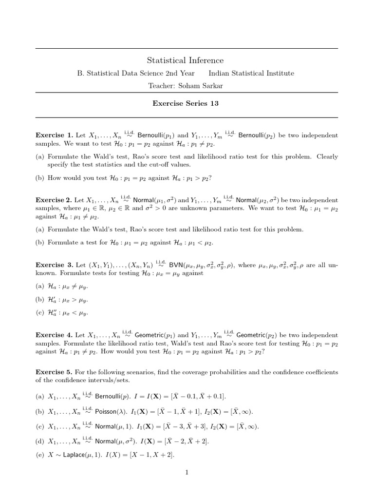 Statistical Inference: B. Statistical Data Science 2nd Year Indian ...