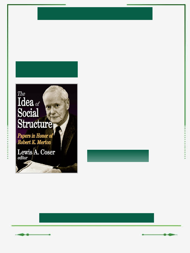 The Idea of Social Structure Papers in Honor of Robert K Merton Lewis A ...