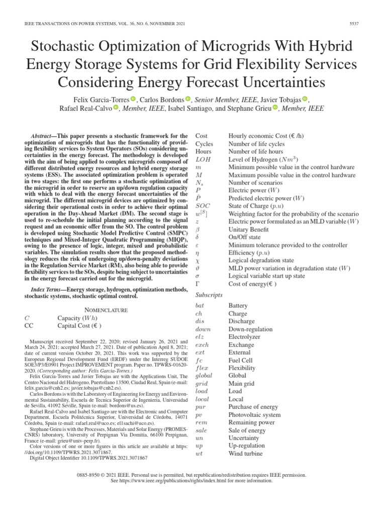 Stochastic Optimization of Microgrids With Hybrid Energy Storage ...