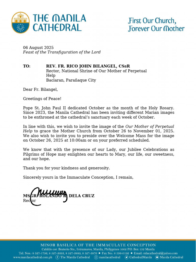 Ocotber 2025 Letter (Fr. Rico) | PDF