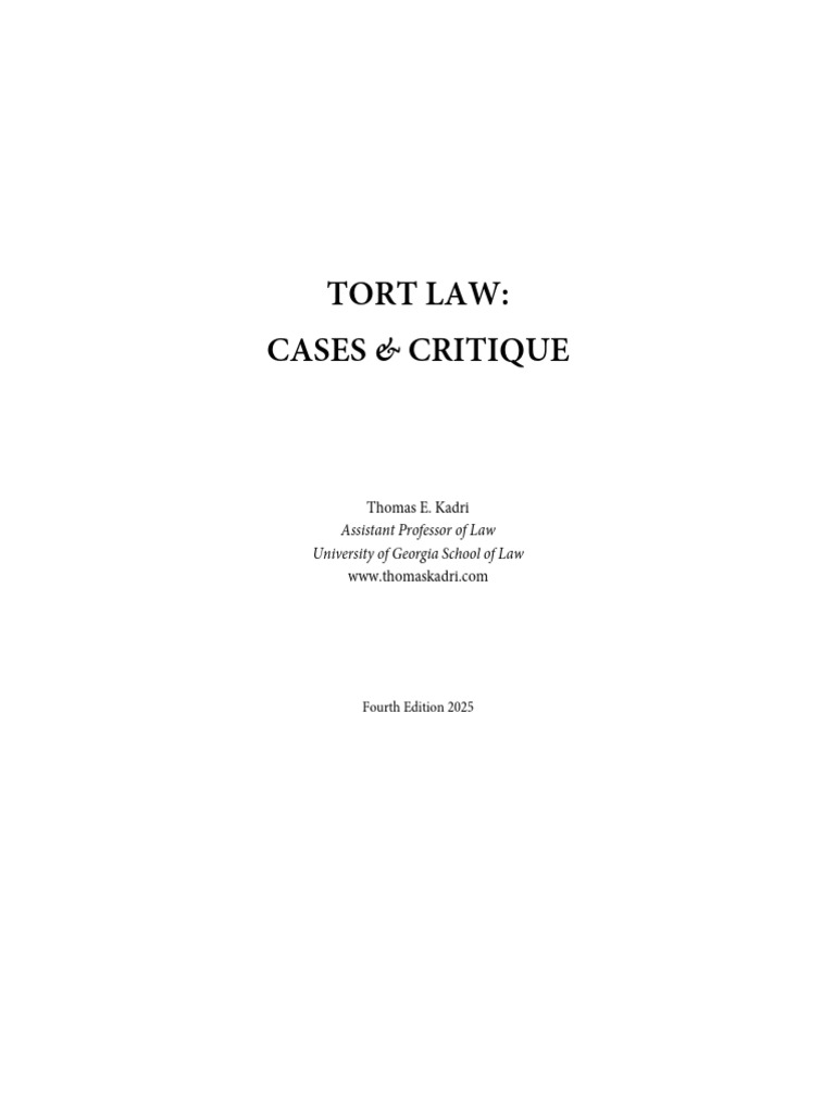Tort Law Cases & Critique | PDF | Tort | Negligence