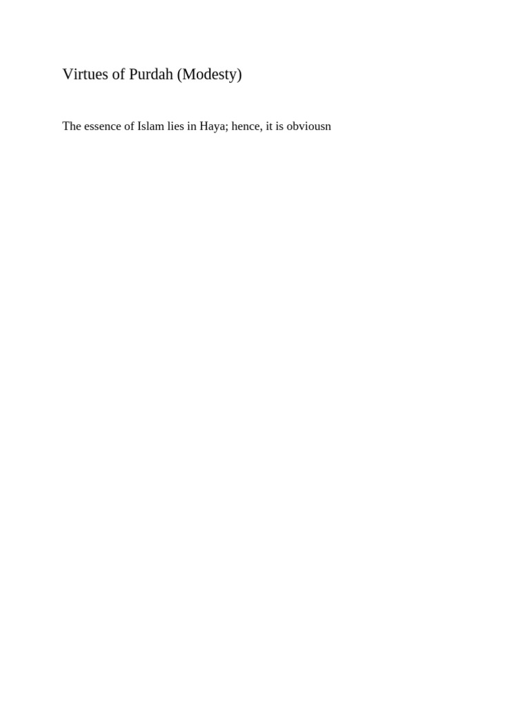 Virtues of Purdah | PDF