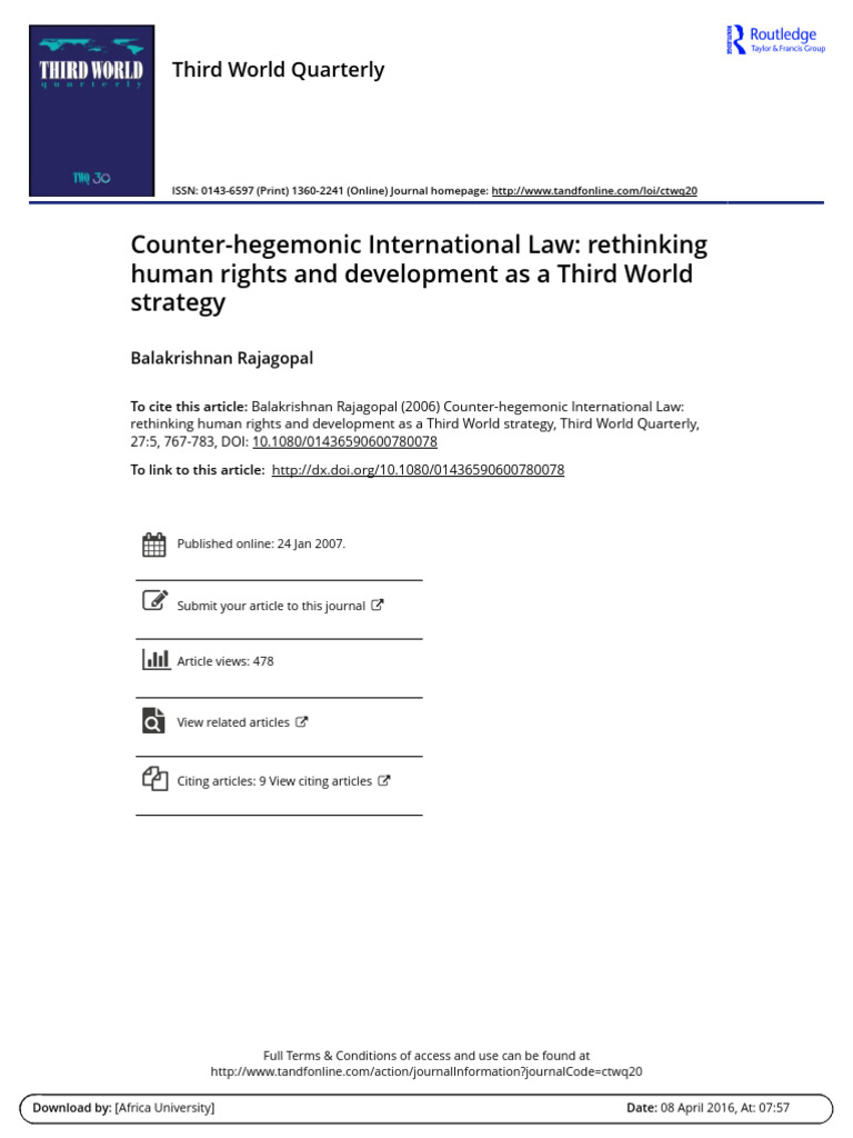 Counter hegemonic International Law rethinking human rights and ...