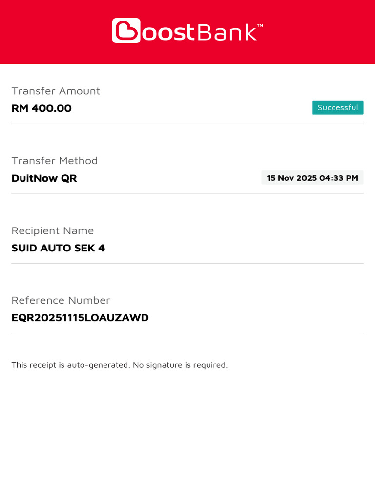 DuitNow QR Transfer Receipt | PDF