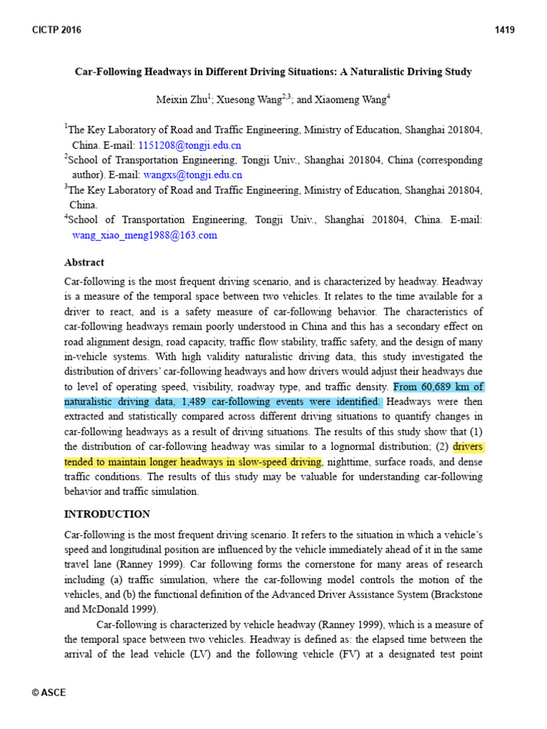Car-Following Headways in Different Driving Situations_ a Naturalistic ...