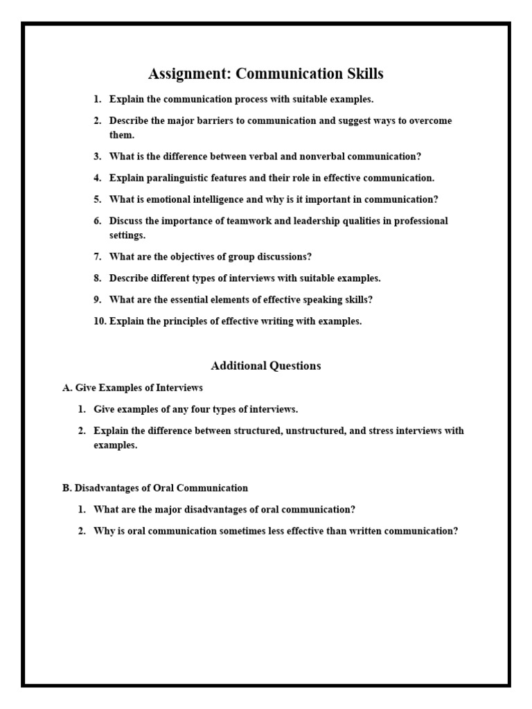 Communication Skills Assignment Guide | PDF