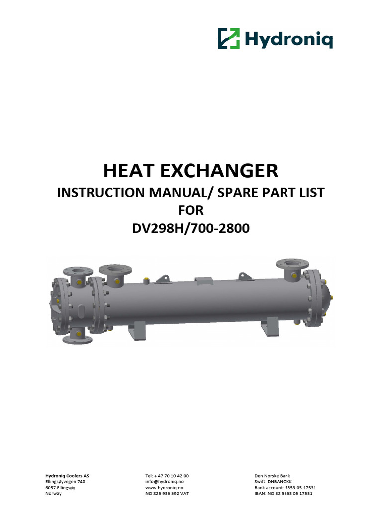 Heat Exchanger Manual & Spare Parts List | PDF | Heat Exchanger ...