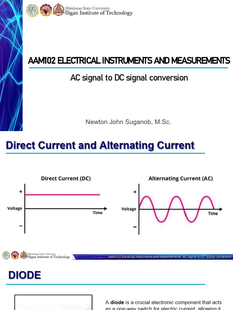 AAM102 - Week 12 (AC Signal To DC Signal Conversion) | PDF | Rectifier ...