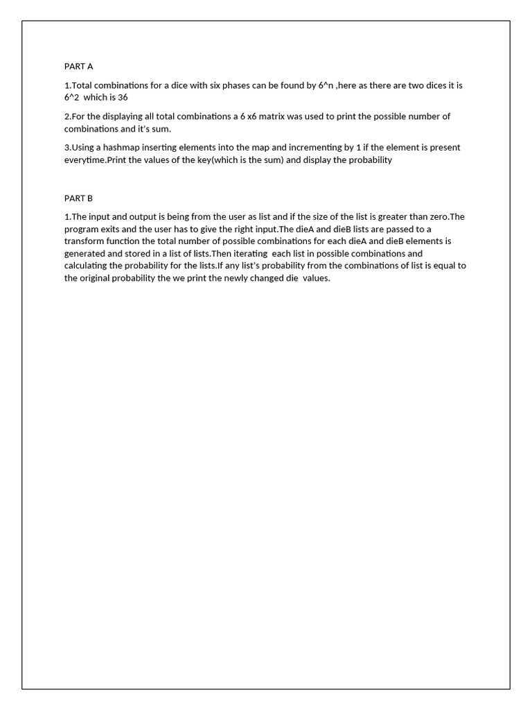 Dice Combinations and Probability Analysis | PDF