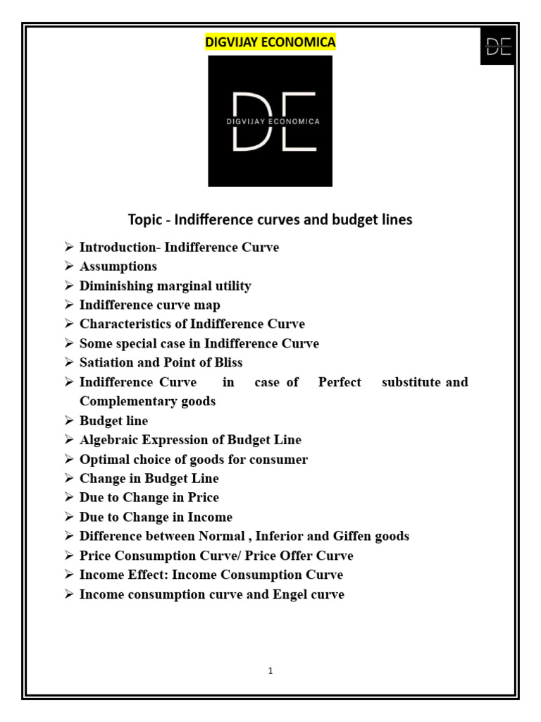 Indifference Curves and Budget Lines Explained | PDF | Demand | Utility