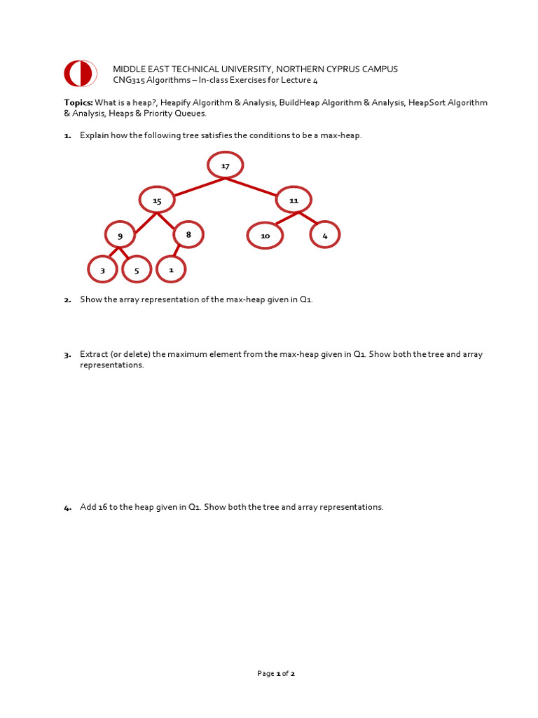 CNG315 Lecture4 InclassExercises | PDF