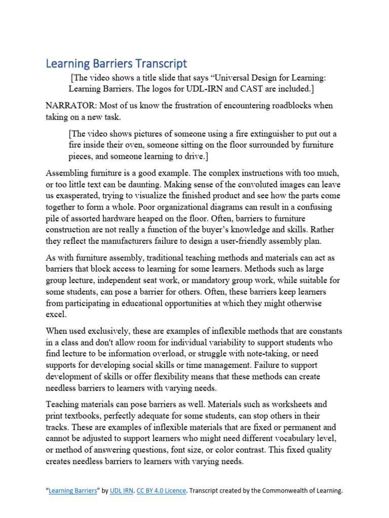 Overcoming Learning Barriers in Education | PDF | Learning | Cognition