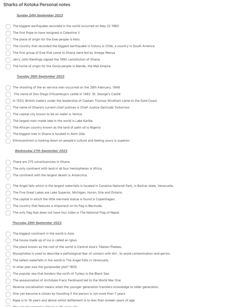 Sharks of Kotoka Personal Notes | PDF | Ghana