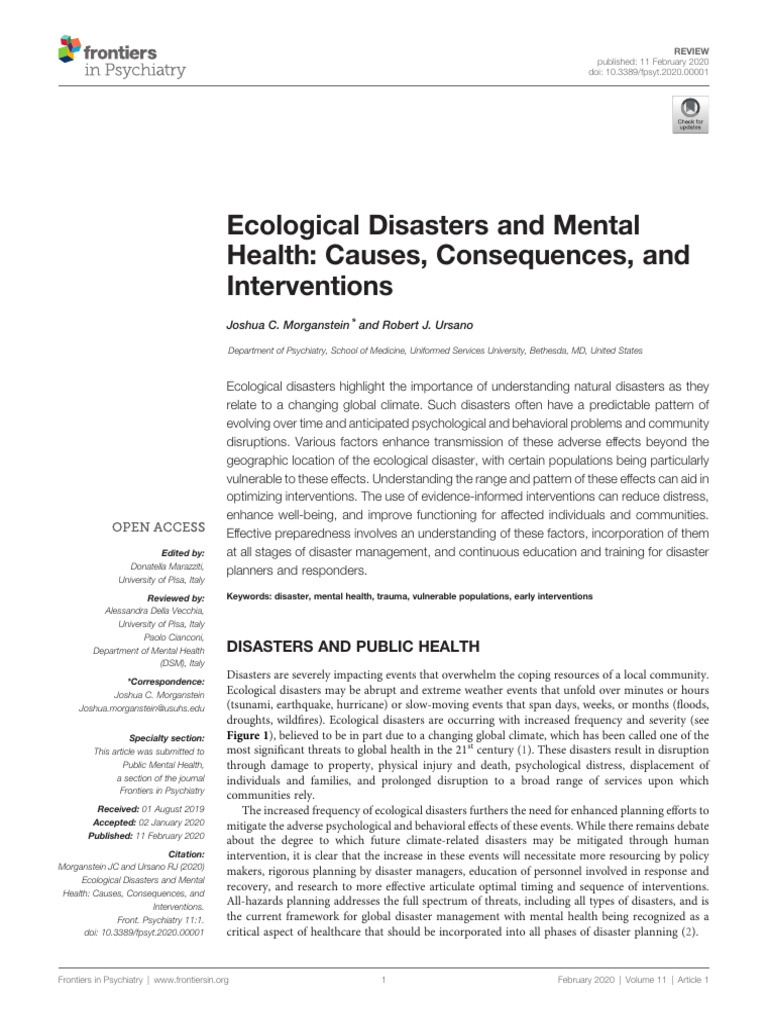 Morganstein, Ursano - 2020 - Ecological Disasters and Mental Health ...