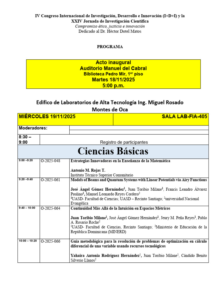 Programa IV Congreso Internacional UASD-BORRADOR | PDF | República Dominicana