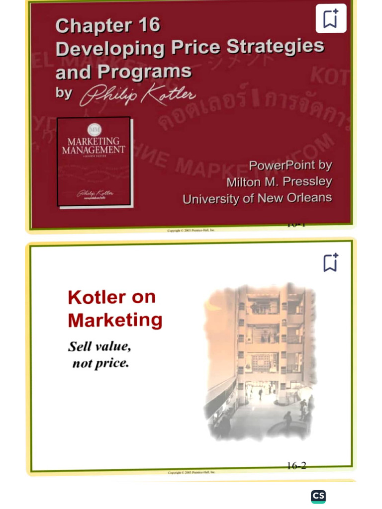 MKT MGT Chapter 16 Pricing | PDF
