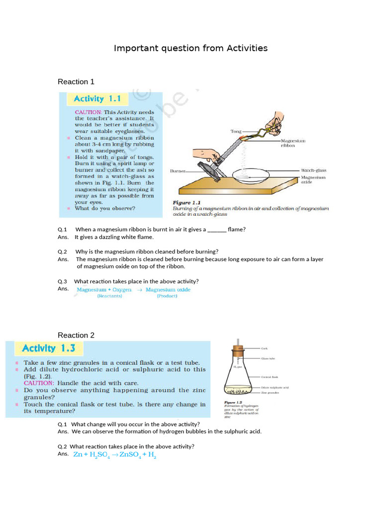 Chemical Reactions and Observations | PDF