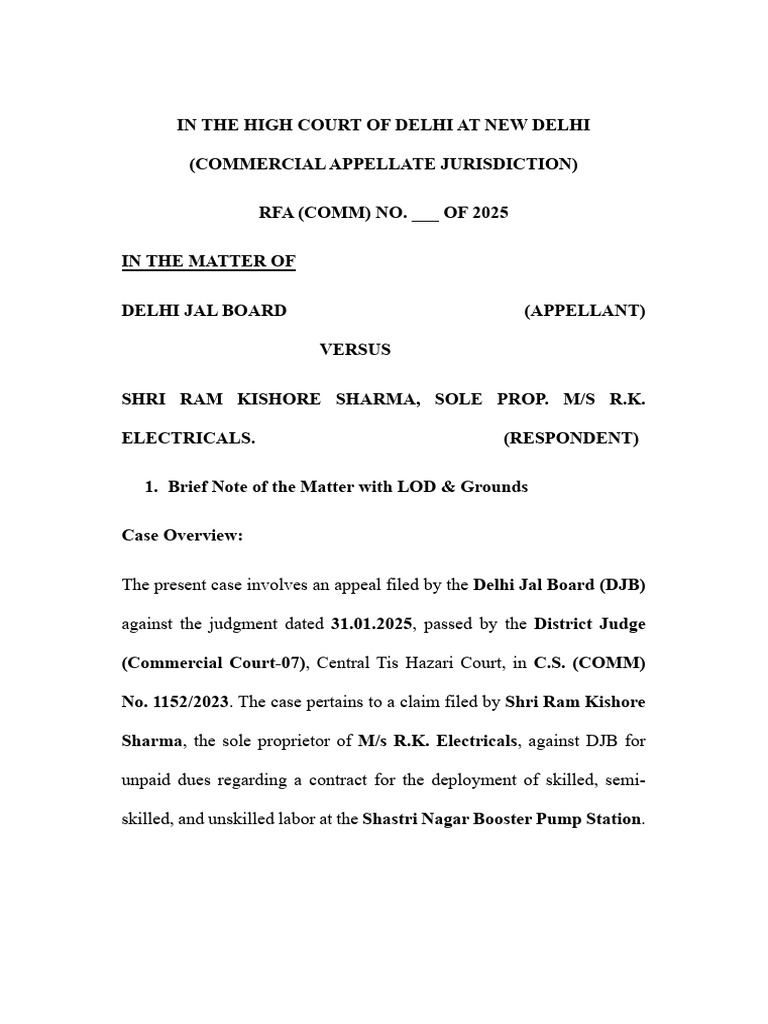 02. Brief Note on RK Electric vs DJB | PDF | Breach Of Contract | Indemnity