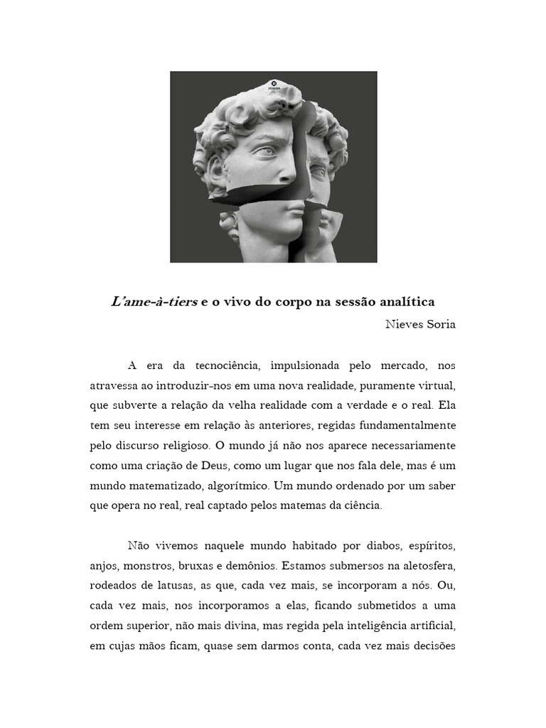 L'Âme a Tiers e o Vivo Do Corpo Na Sessão Analític 240507 101911 | PDF ...