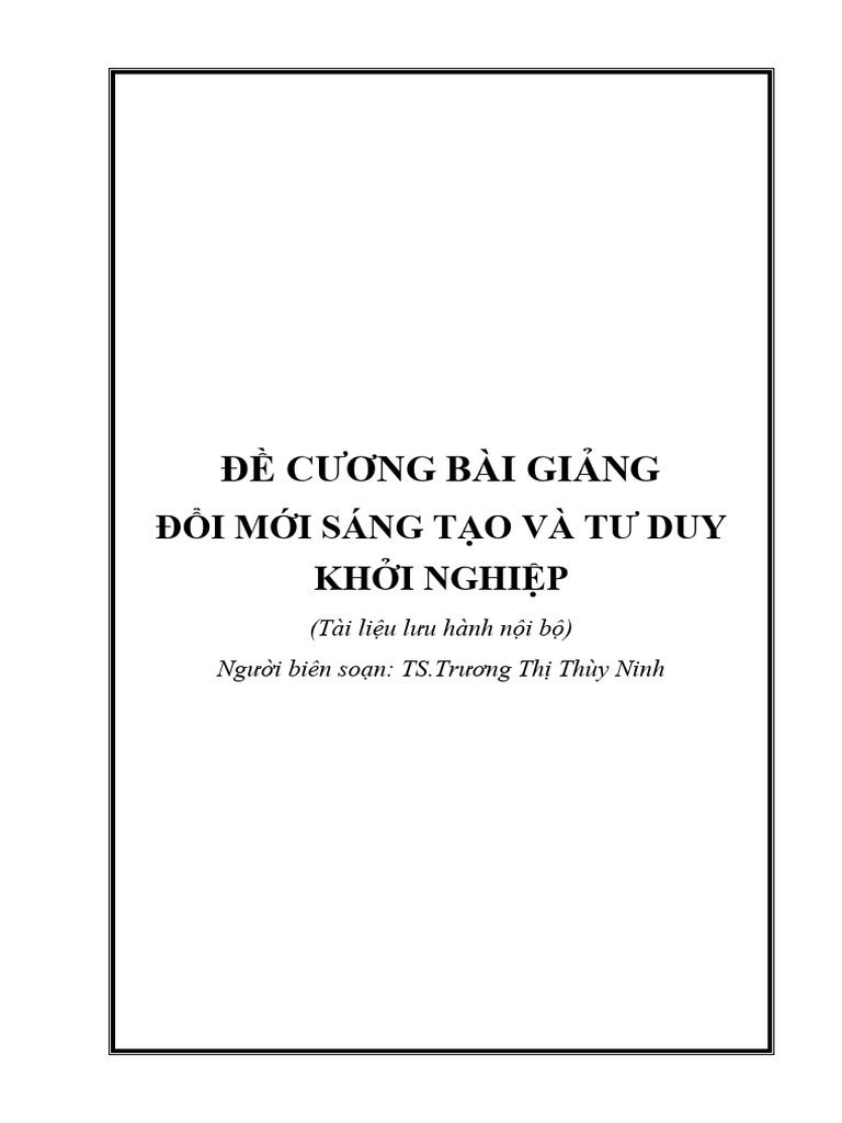 Đề Cương Bài Giảng Đmst Và Tdkn Gui Sv | PDF