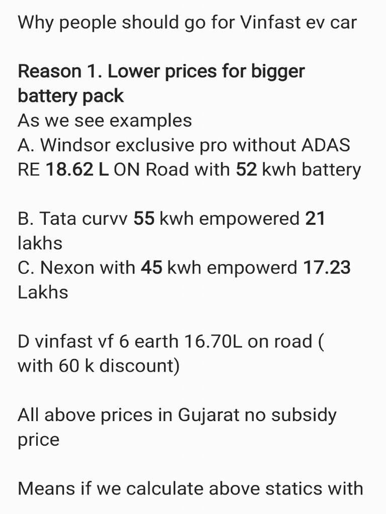 Vinfast Vf 6 Reason by Kanu Patel | PDF