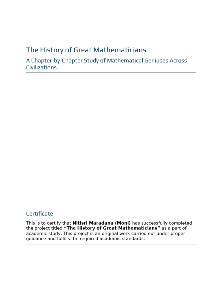 Great Mathematicians Through History | PDF | Mathematics | Leonhard Euler