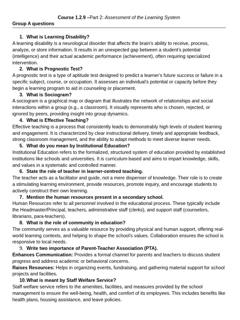 Learning System Assessment Overview | PDF | Intelligence Quotient ...