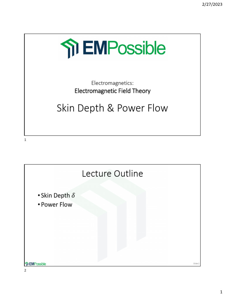 Lecture Skin Depth Power Flow | PDF | Waves | Physical Phenomena