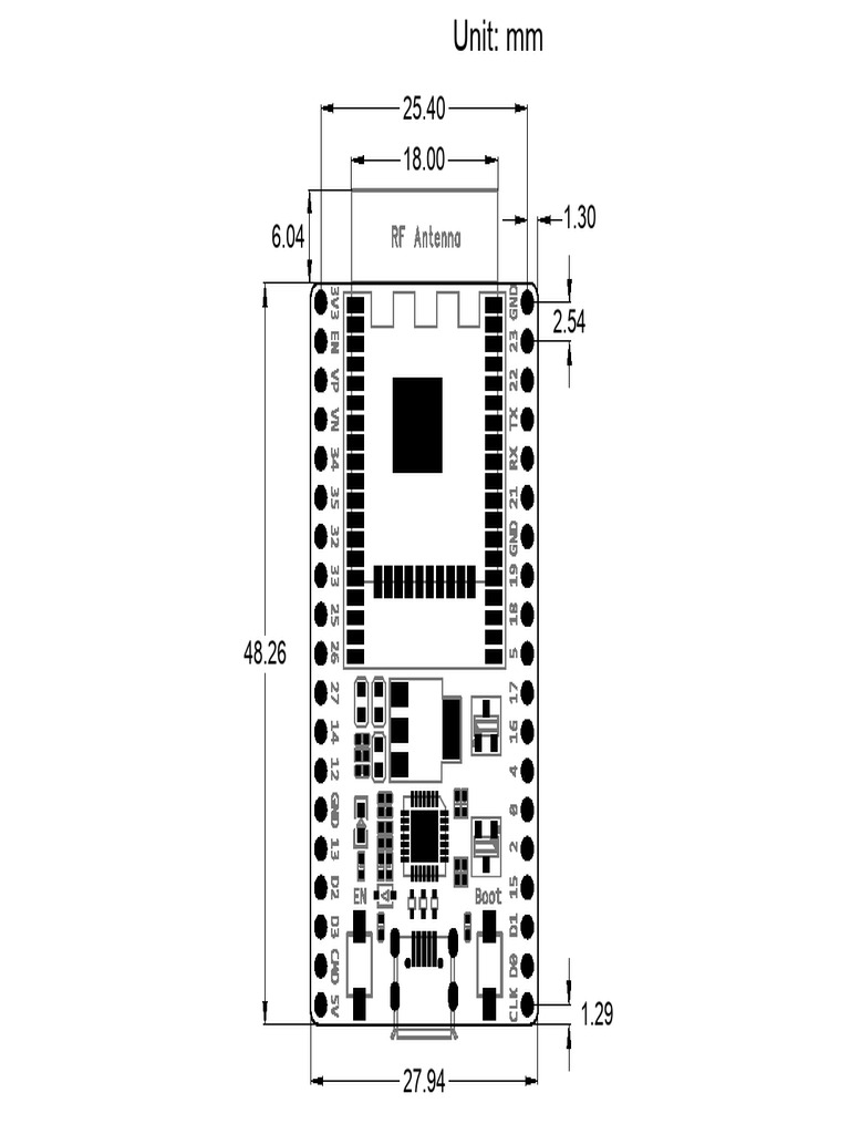 Esp32 Devkitc v4 Dimensions | PDF