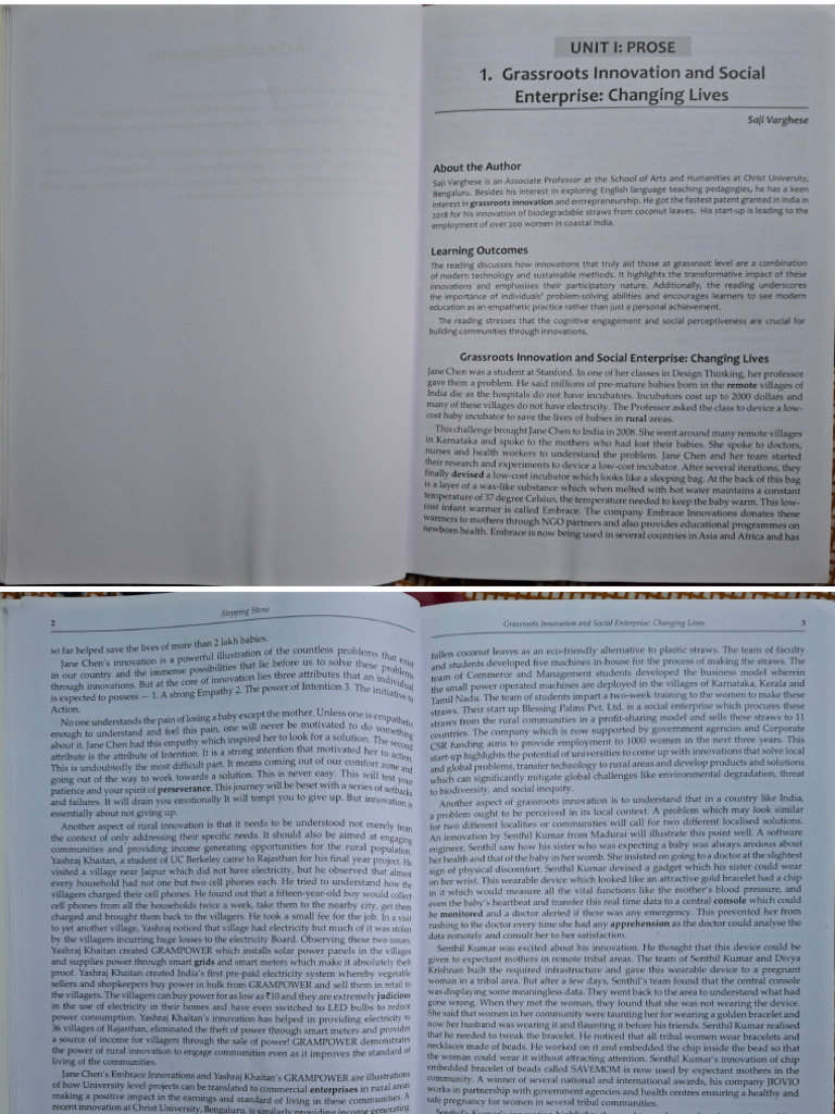 English Unit 1 (Prose) | PDF
