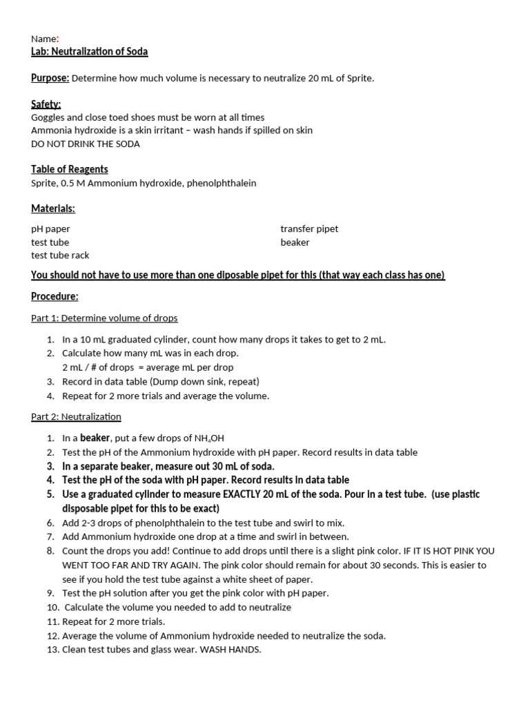 Lab Neutralization of Soda | PDF | Ph | Sodium Carbonate
