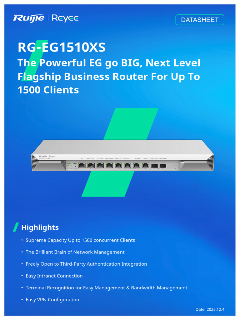 High-Capacity RG-EG1510XS Router | PDF | Radius | Ip Address