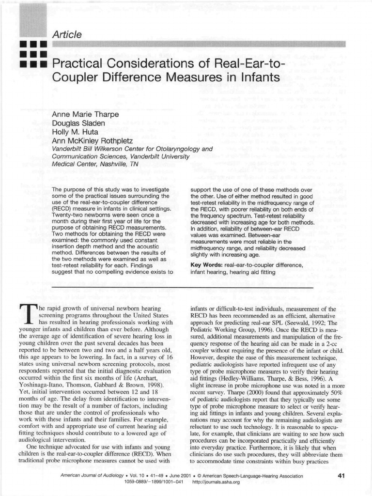 Practical Considerations of Real-Ear-toCoupler Difference Measures in ...