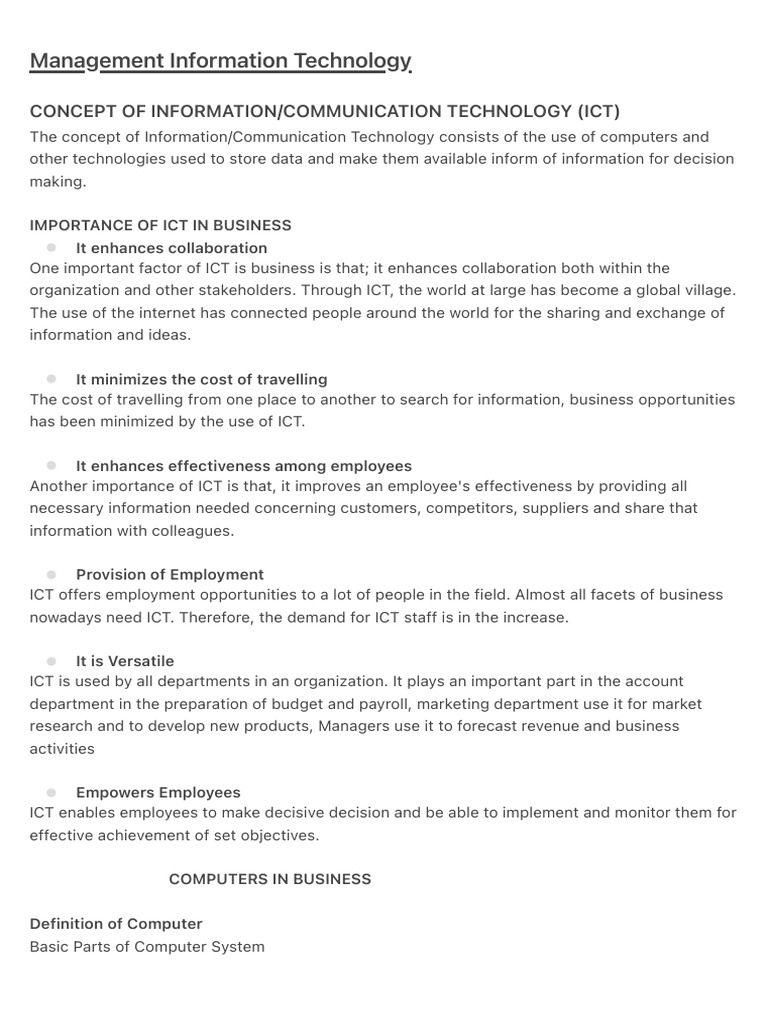 Importance of ICT in Business Operations | PDF | Printer (Computing ...