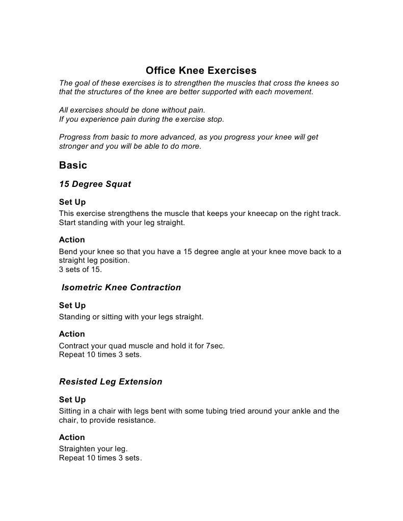 Office Knee Exercises | PDF | Knee | Dance Science