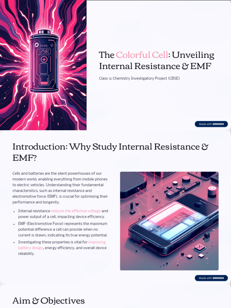 The Colorful Cell Unveiling Internal Resistance and EMF | PDF | Voltage ...