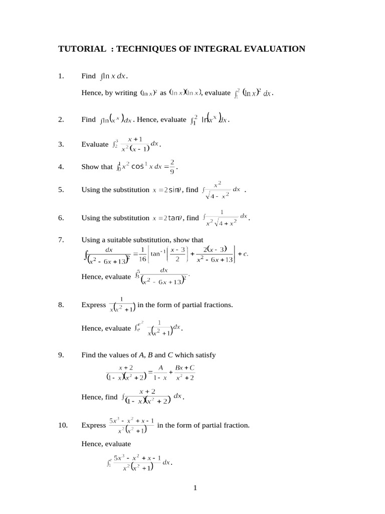 Integral Evaluation Techniques Tutorial | PDF