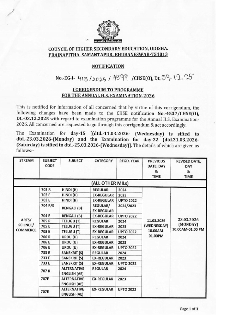 Ahse 2026 Exam Date Change | PDF