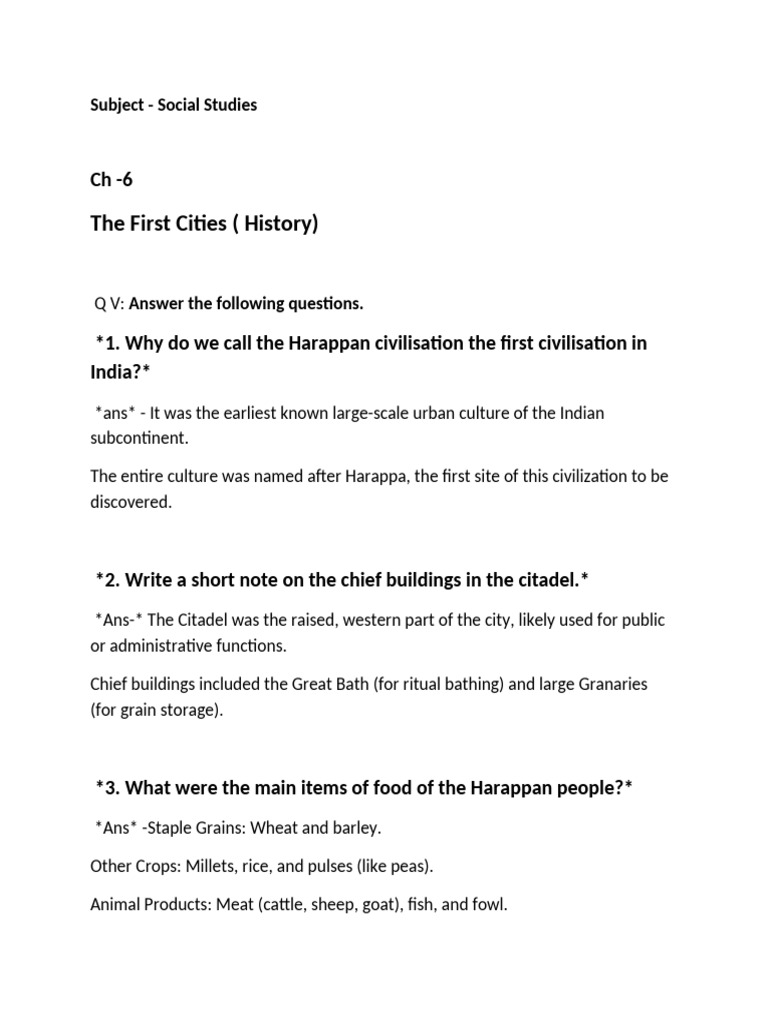 Subject - Social Studies Ch-6 QA | PDF