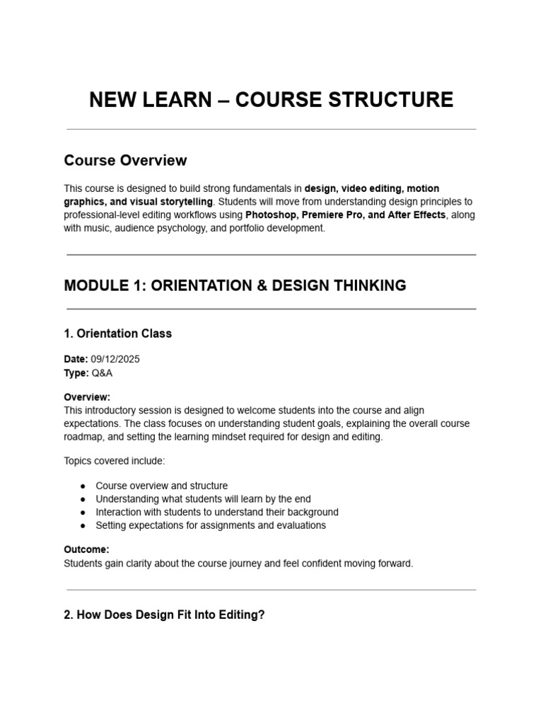 Design and Editing Course Structure | PDF | Adobe Photoshop