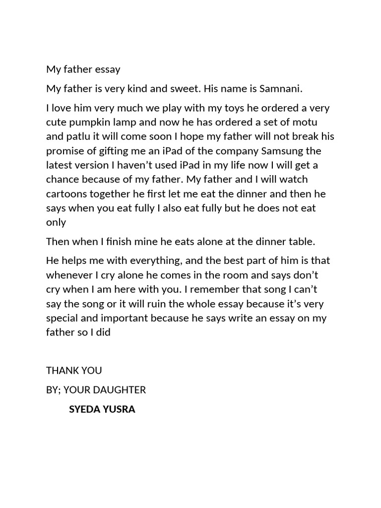My Father: A Loving Tribute Essay | PDF