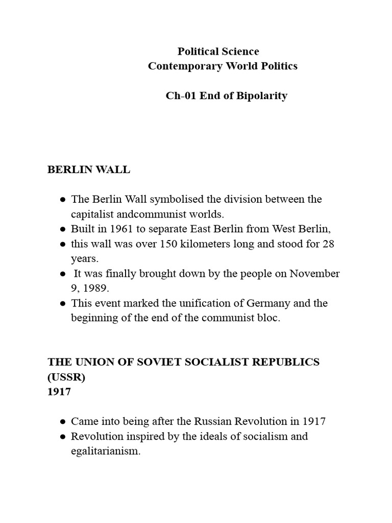 CLASS -XII Political Science Ch-01 | PDF | Soviet Union | World Politics