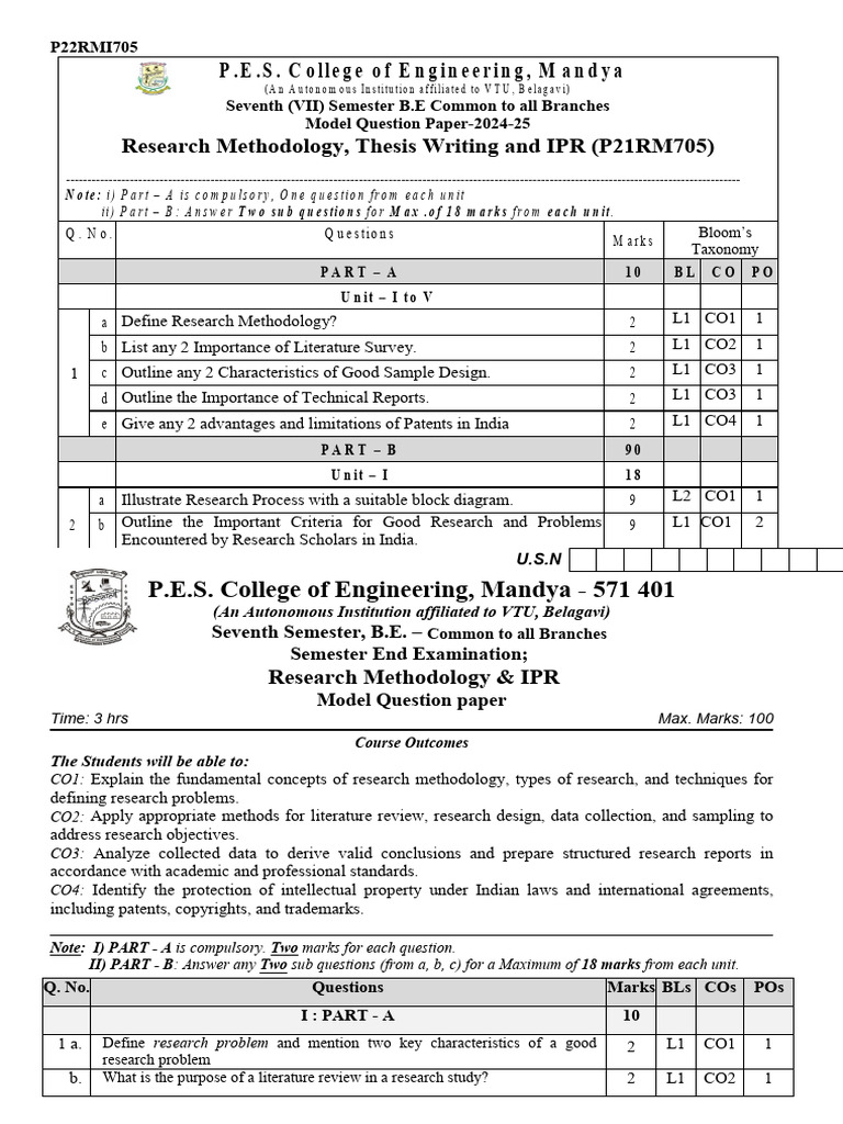 Model Paper Ipr | PDF | Science | Methodology