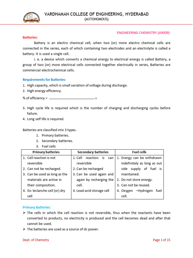 Types and Applications of Batteries | PDF | Anode | Lithium Ion Battery