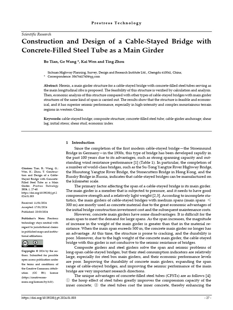 Construction and Design of A Cable-Stayed Bridge With Concrete-Filled ...