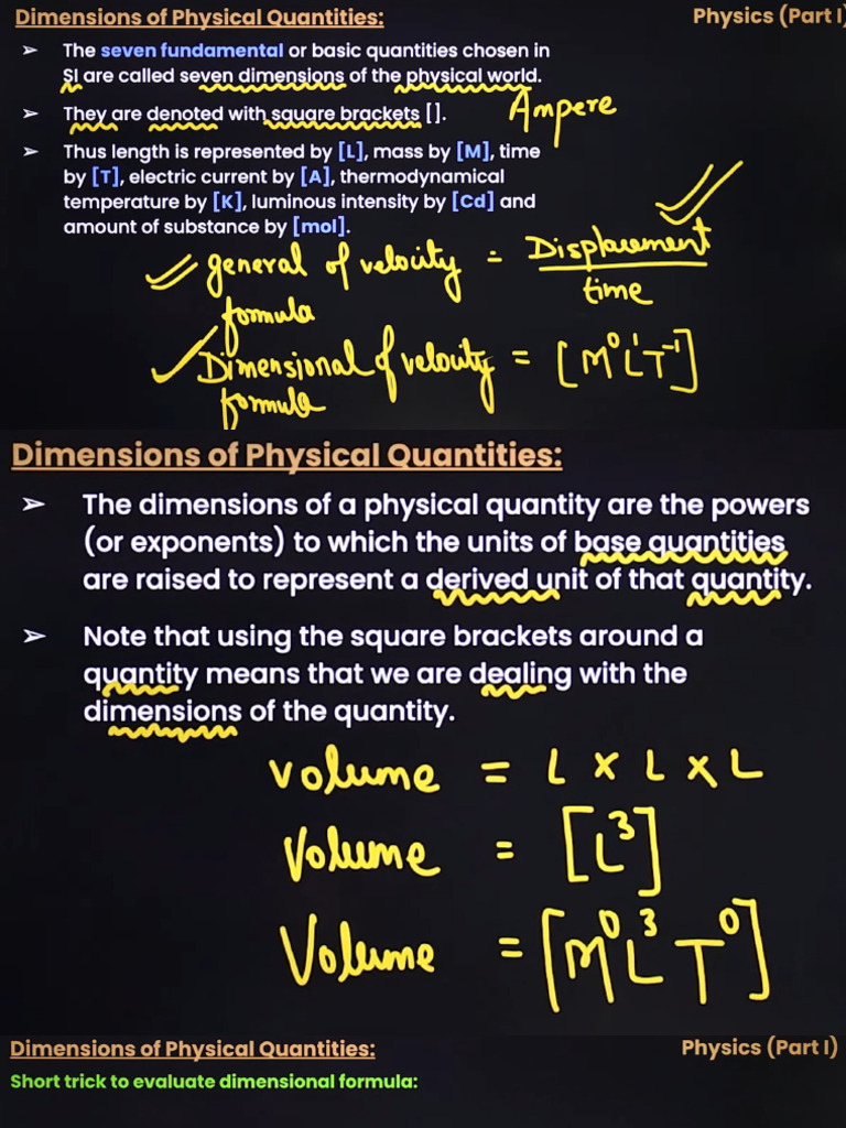 DIMENSIOANL ANALYSIS CLASS 11 MB | PDF
