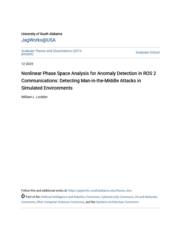 Nonlinear Phase Space Analysis for Anomaly Detection in ROS 2 Com | PDF ...