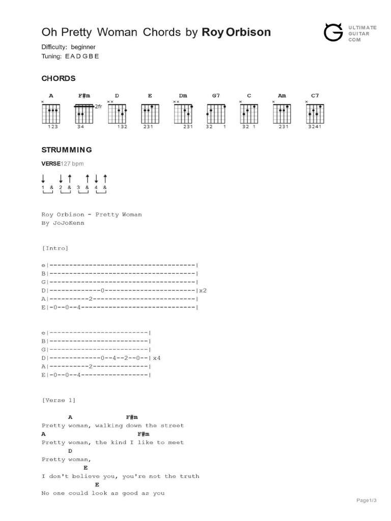 Oh Pretty Woman Chords | PDF