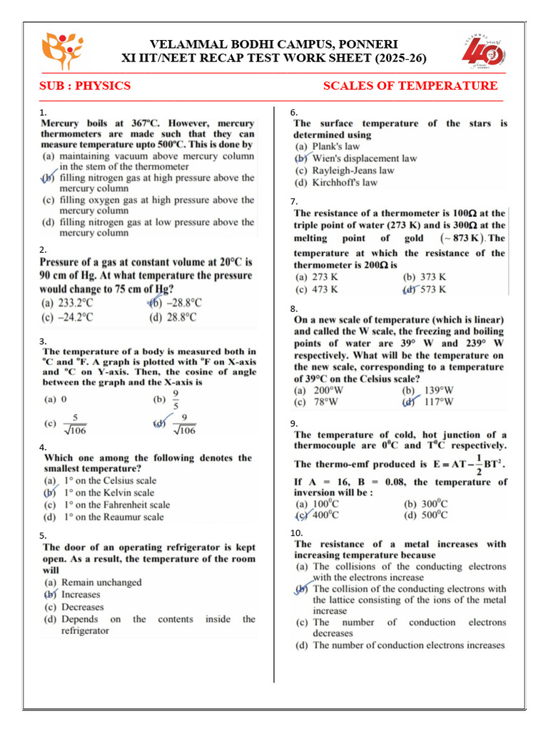 Scales of Temperature - Ayyappa Sir | PDF